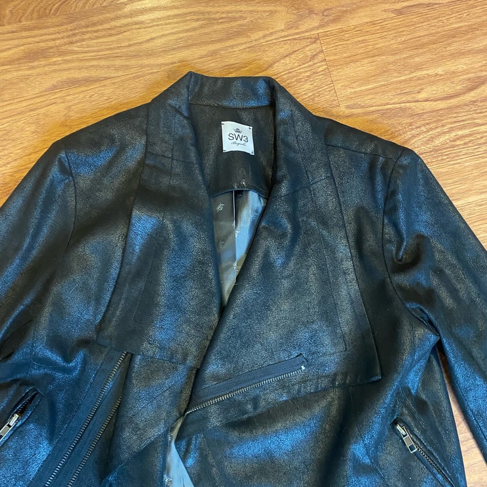 Sw3 Bespoke Faux Leather Moto Jacket - Gem